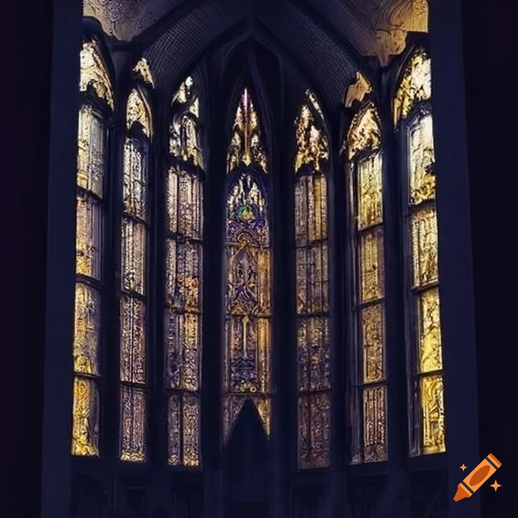 Dark blue and gold gothic architecture on Craiyon