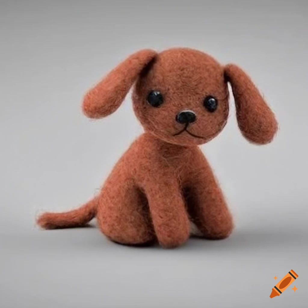 Tiny cute 3d felt fiber toy puppy made from yarn on Craiyon