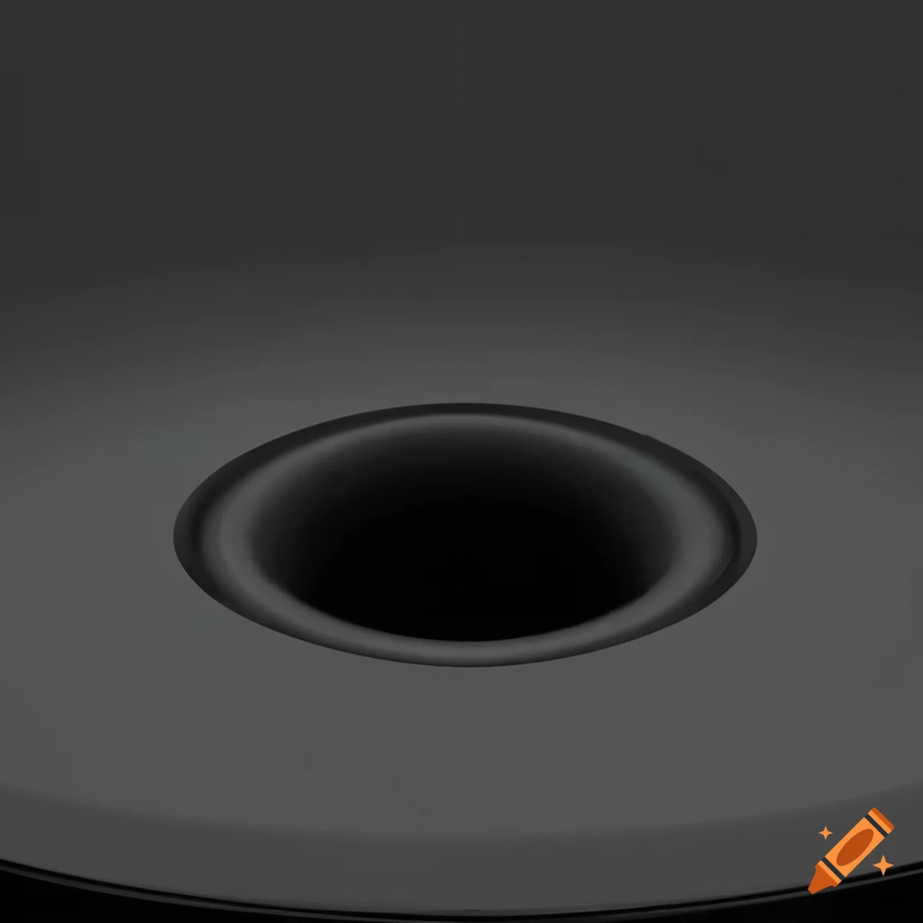 Abstract 3D digital sci-fi black hole with smooth monochrome material ...