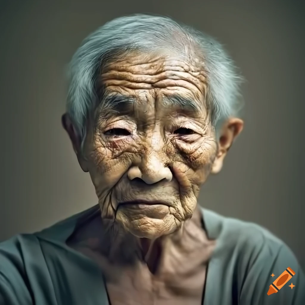 Handsome Japanese elderly man with wrinkly arms on Craiyon