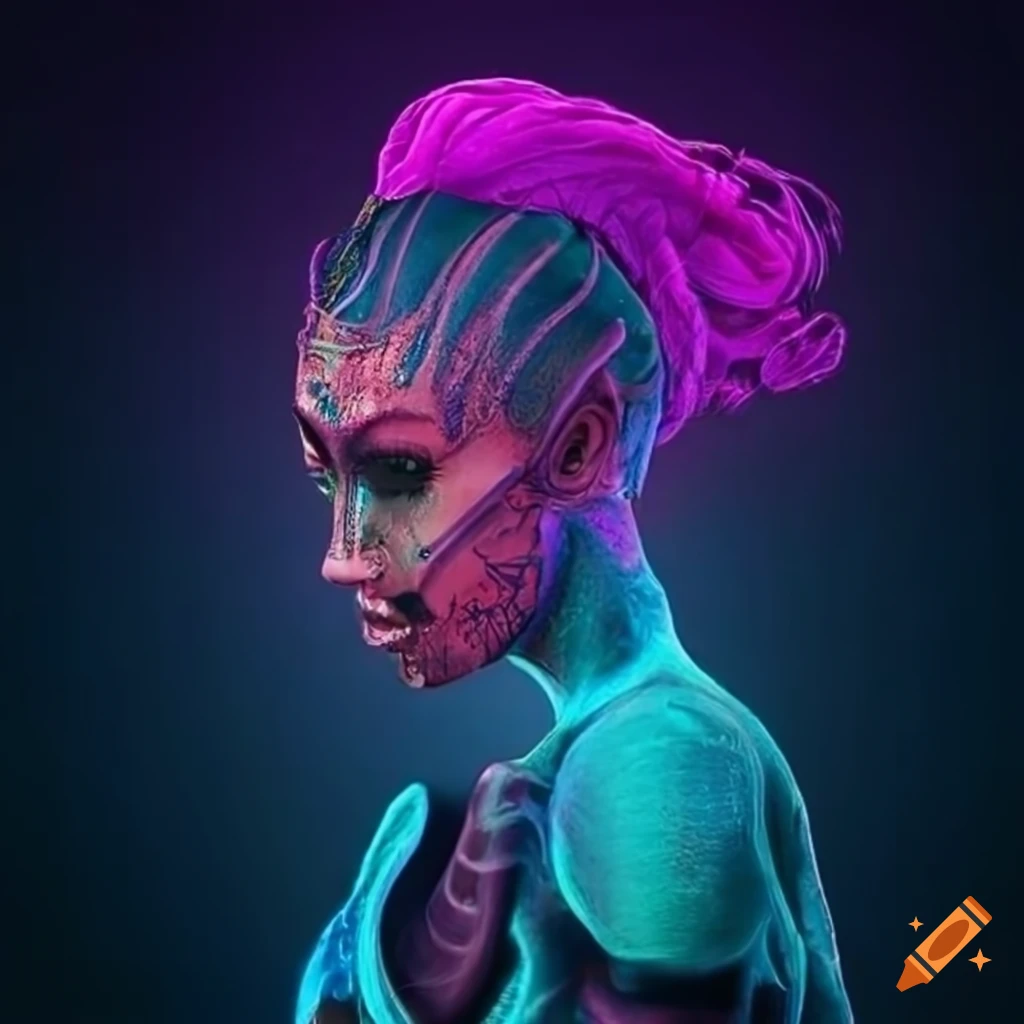 Neon valley at night on Craiyon