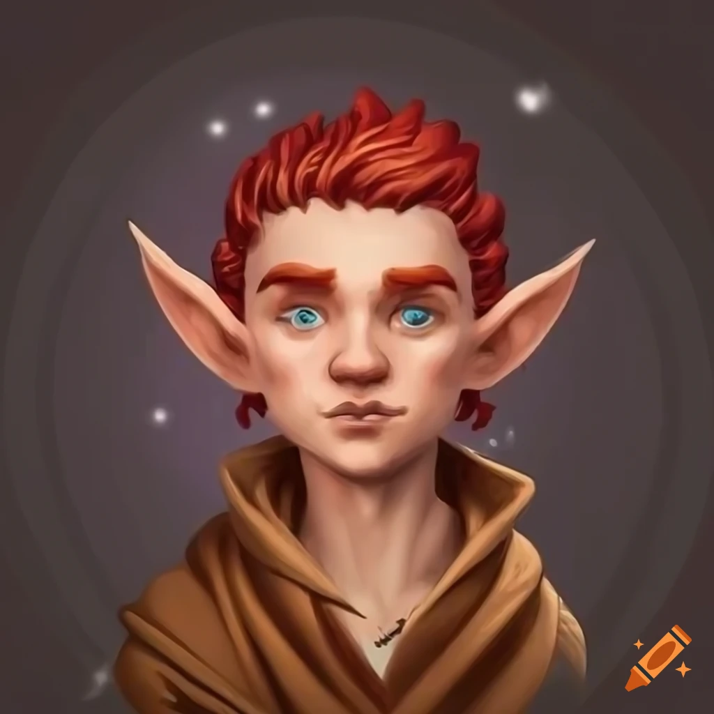 Portrait of a young adult male gnome with a book and magical ball on ...