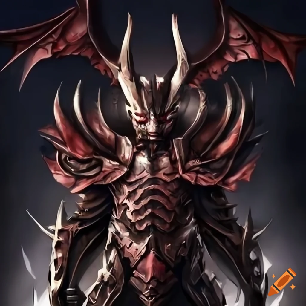 Anime fantasy hunter with blood king colossal armor, black short hair ...