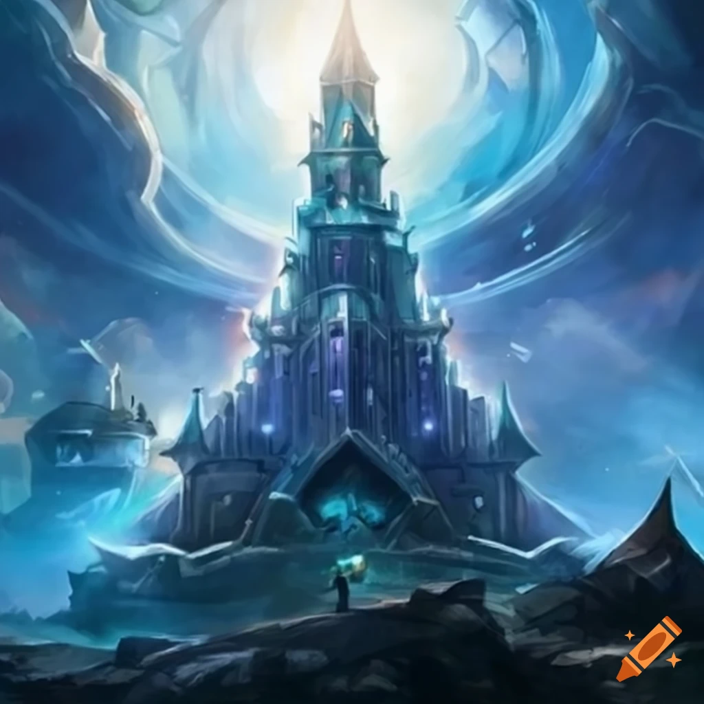 Galactic castle in a fantasy League of Legends art piece on Craiyon
