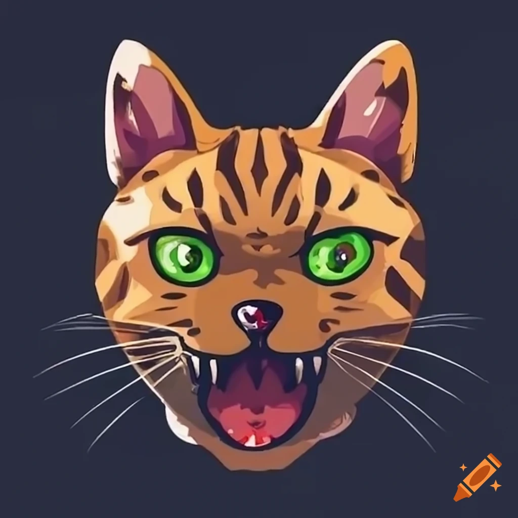 Intimidating cat in attack stance on Craiyon