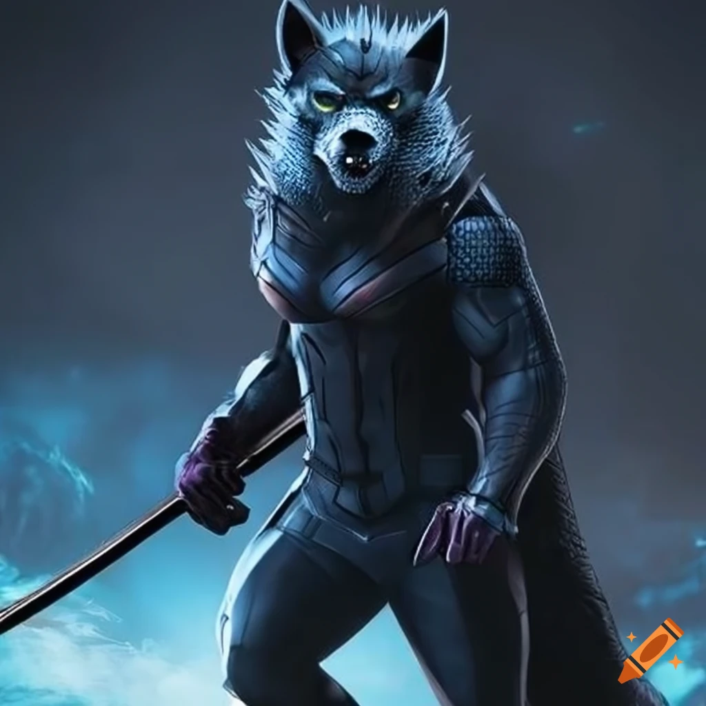Werewolf wearing a superhero suit on Craiyon