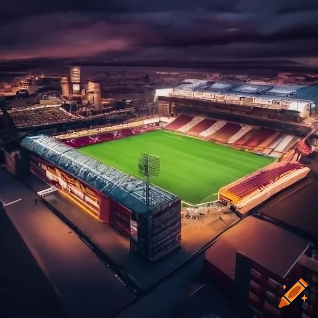 Aerial view of new stadium in 4k for bradford city on Craiyon