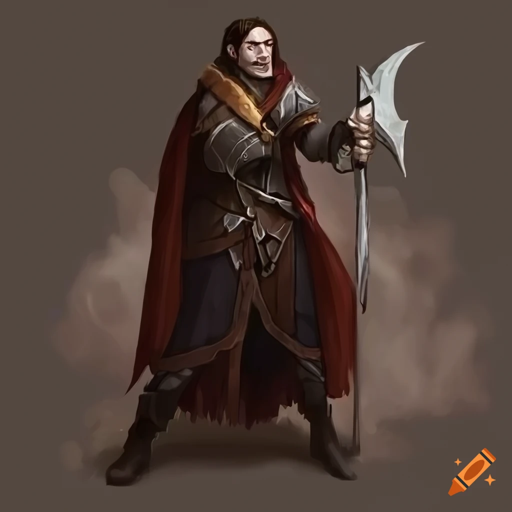 Dnd character wielding a magic halberd in a fantasy setting on Craiyon