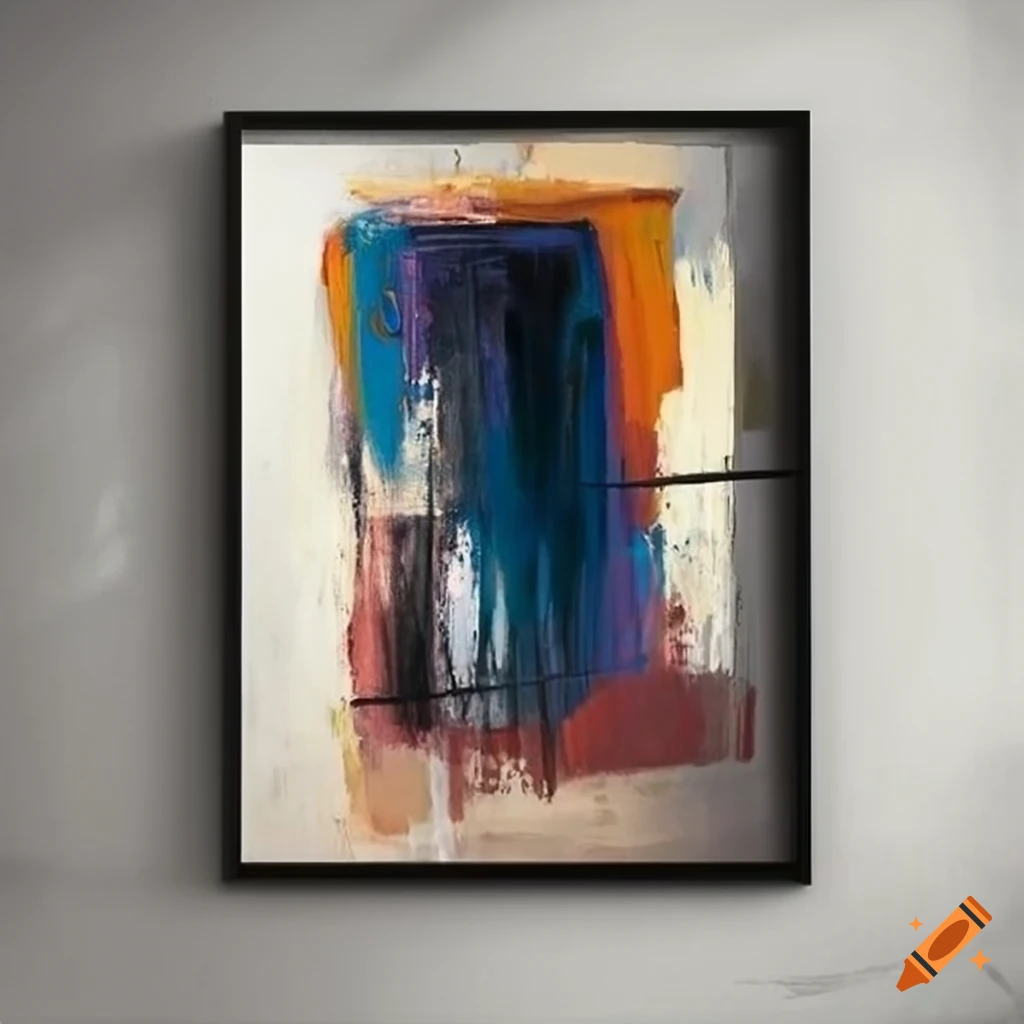 Framed abstract expressionism art in a modern interior on Craiyon