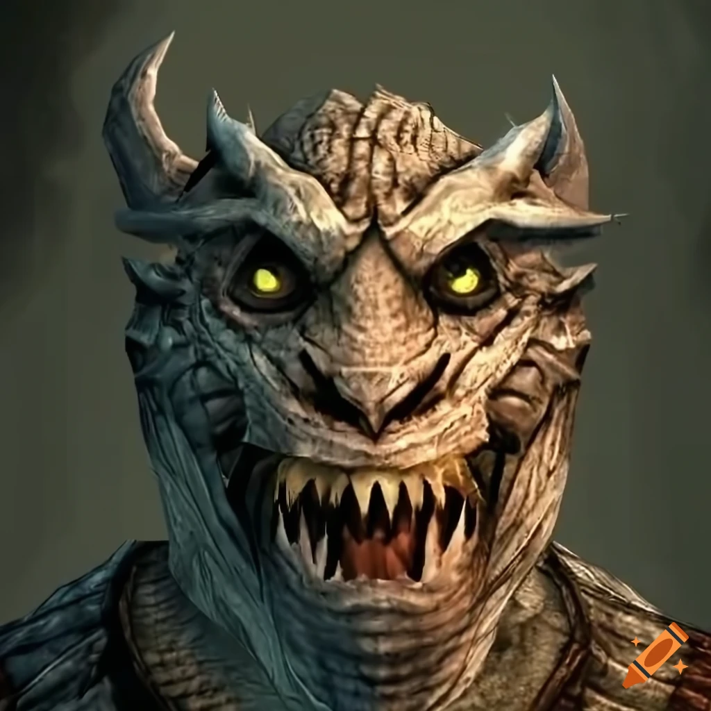 Alduin's face in emote style from skyrim game on Craiyon