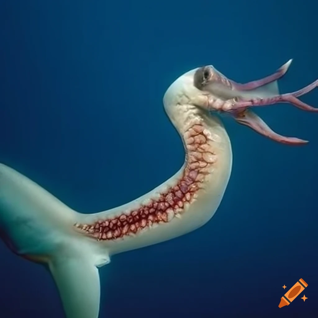 Unique aquatic vertebrate with tentacles on Craiyon