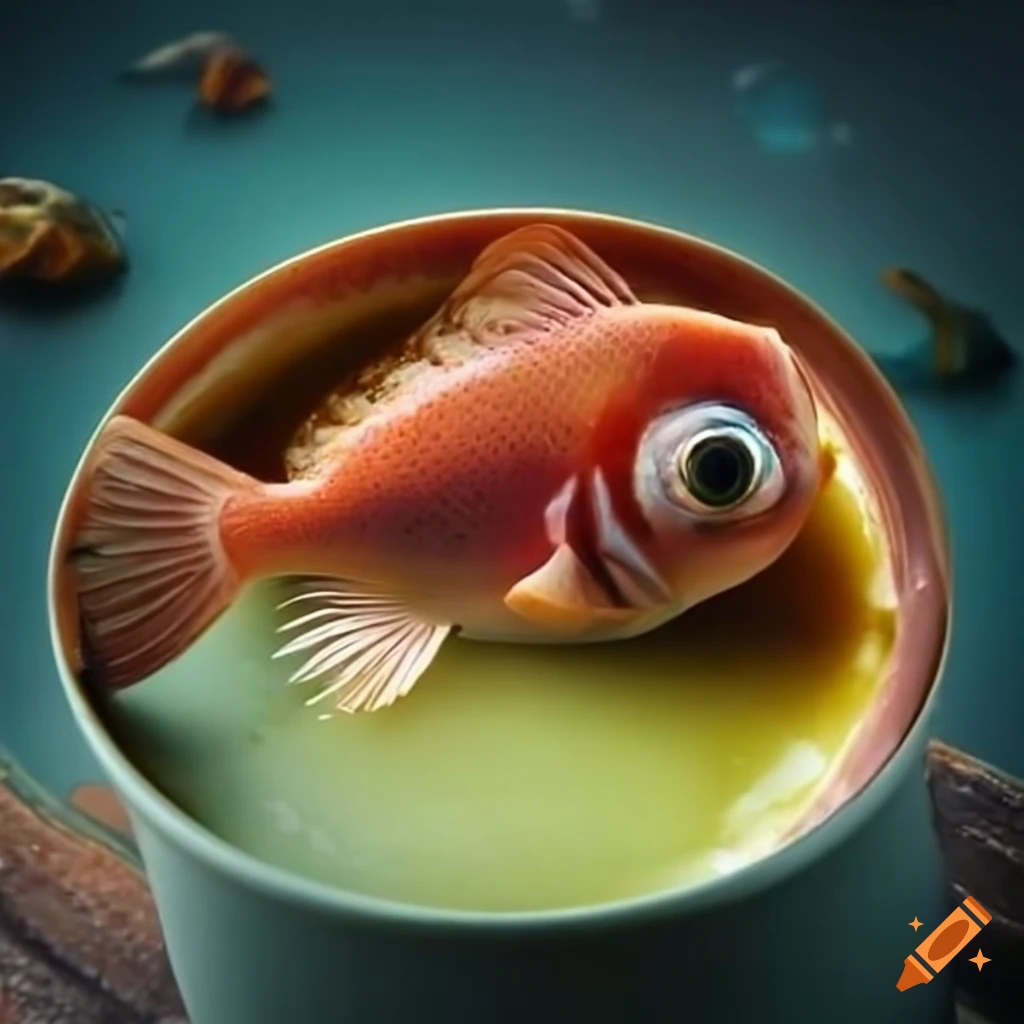 Fish swimming in a pudding on Craiyon