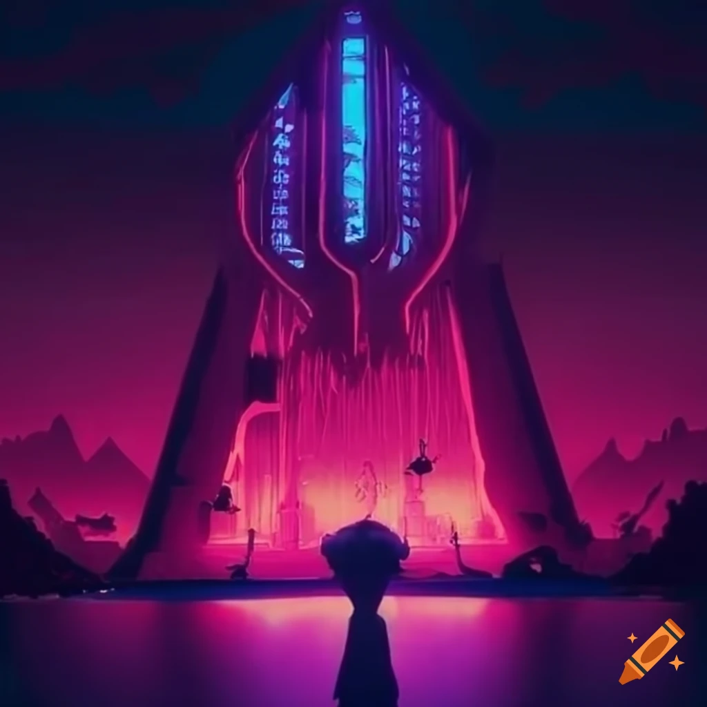 Neon valley at night on Craiyon