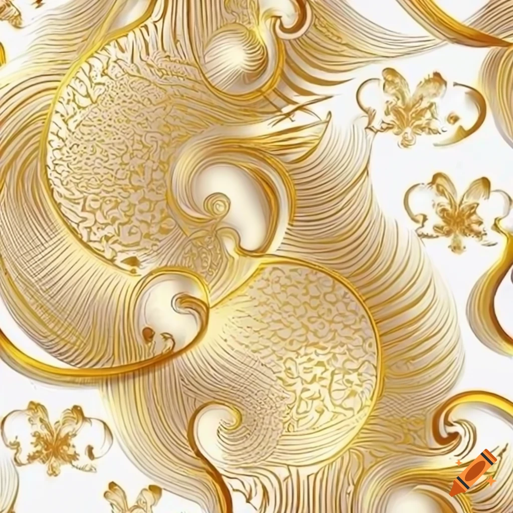 Golden floral pattern on a white background on Craiyon