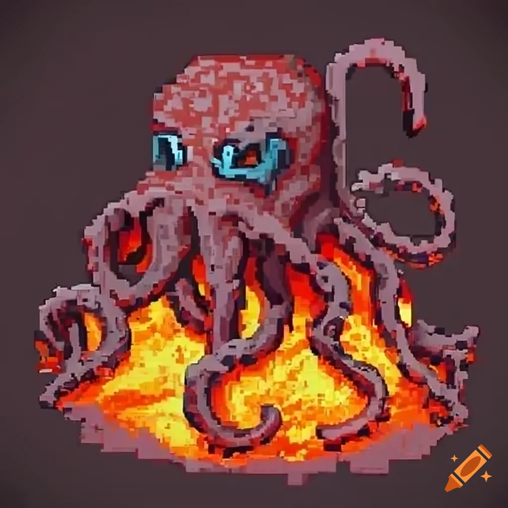 Pixel lava kraken on Craiyon