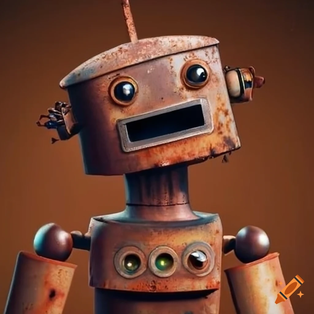 Friendly little rusty robot on Craiyon