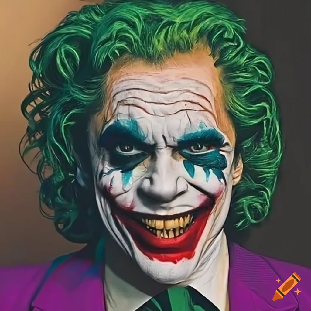 Benicio del Toro with a smile in Joker makeup on Craiyon