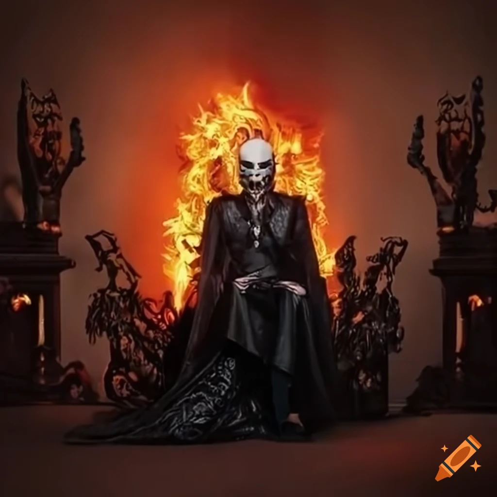 Ghost rider seated on a throne on Craiyon