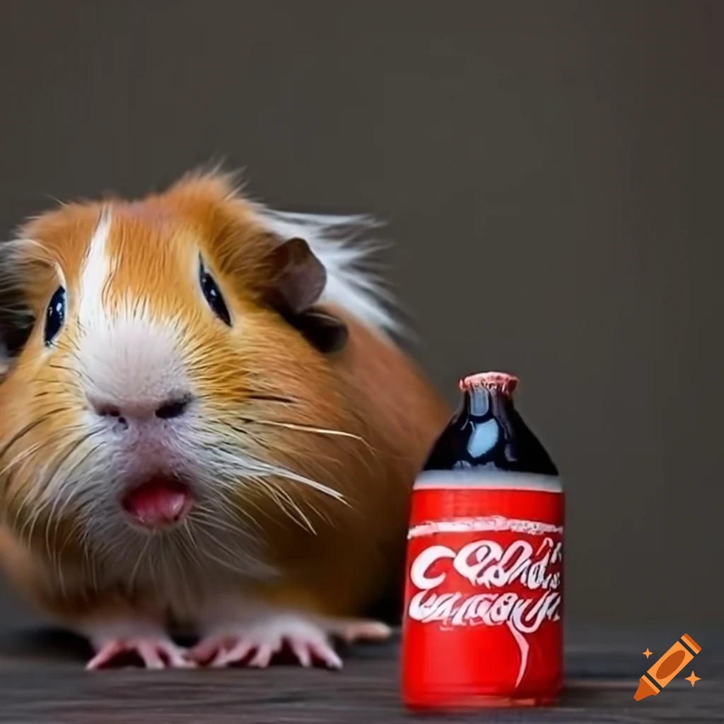 Guinea pig enjoying a coke drink on Craiyon