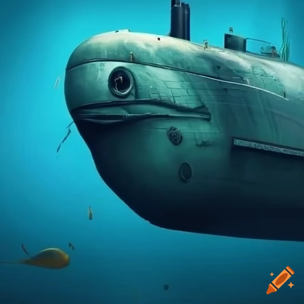 Big submarine submerged underwater on Craiyon