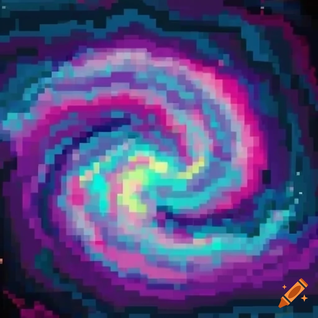 Pastel galaxy swirling in infinite space pixel art on Craiyon