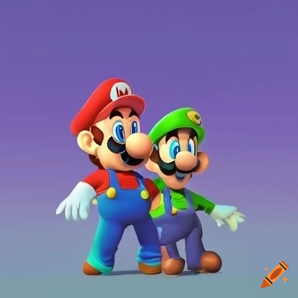 Iconic duo Mario and Luigi standing together in colorful overalls on ...