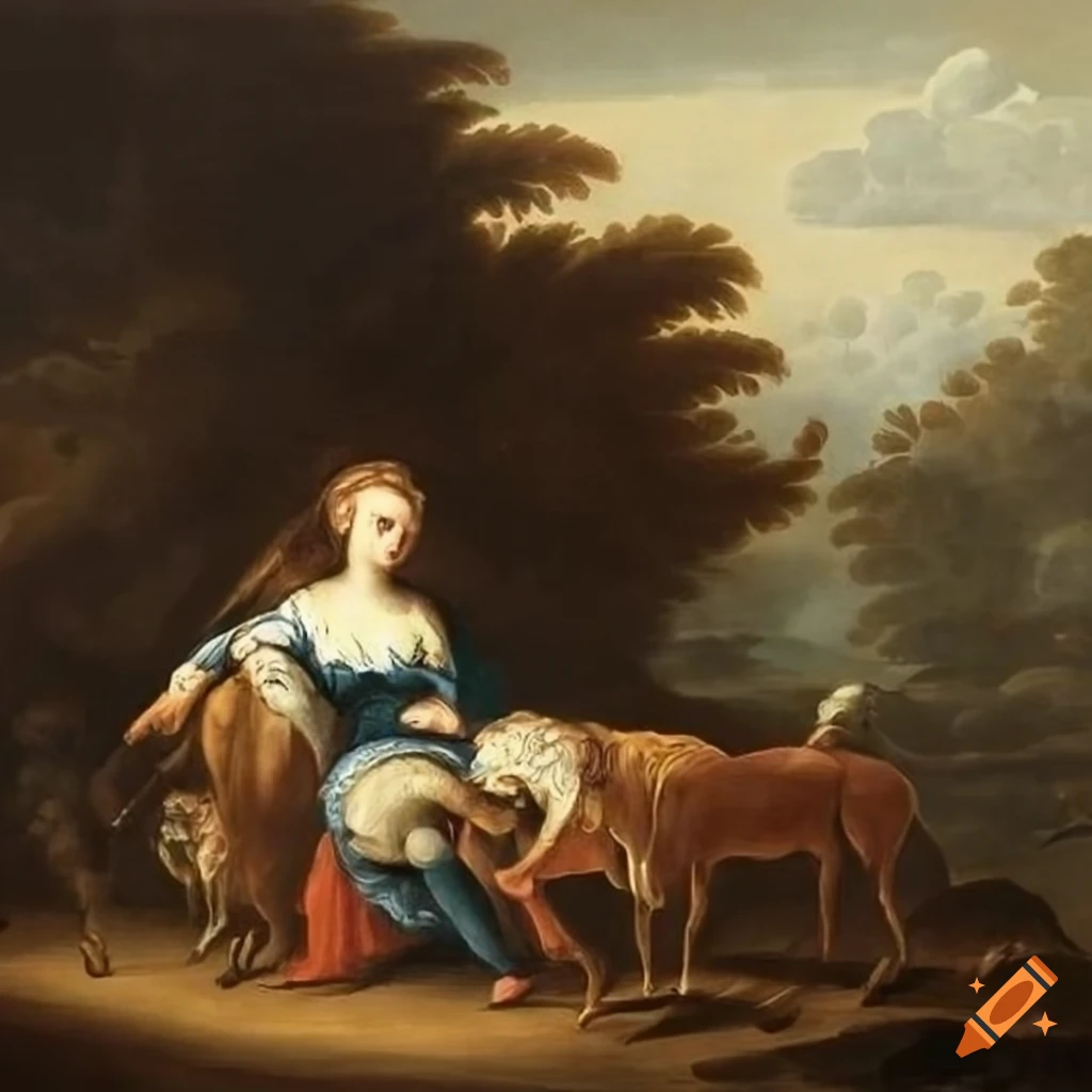 Pastoral scene by a 17th-century artist on Craiyon