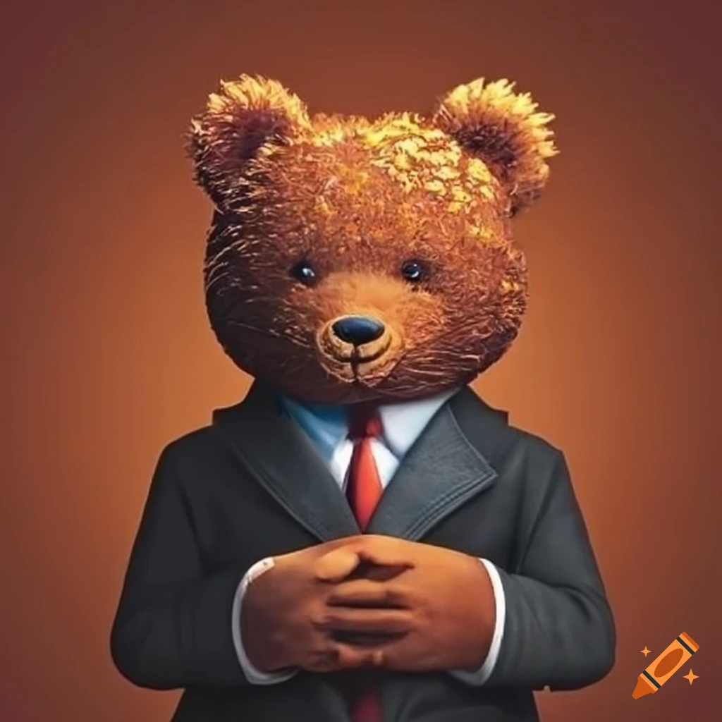 Ginger bear in a suit on Craiyon