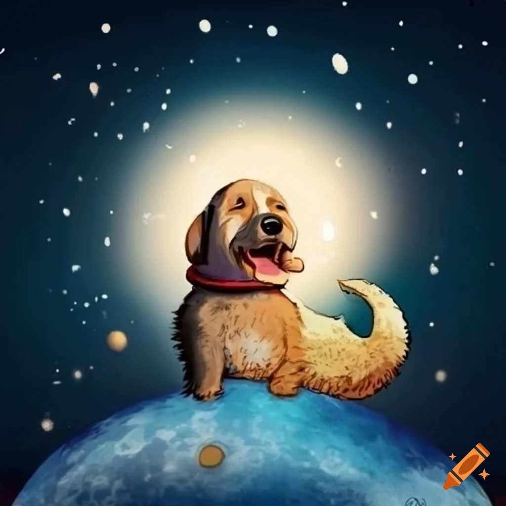 Dog on the moon on Craiyon