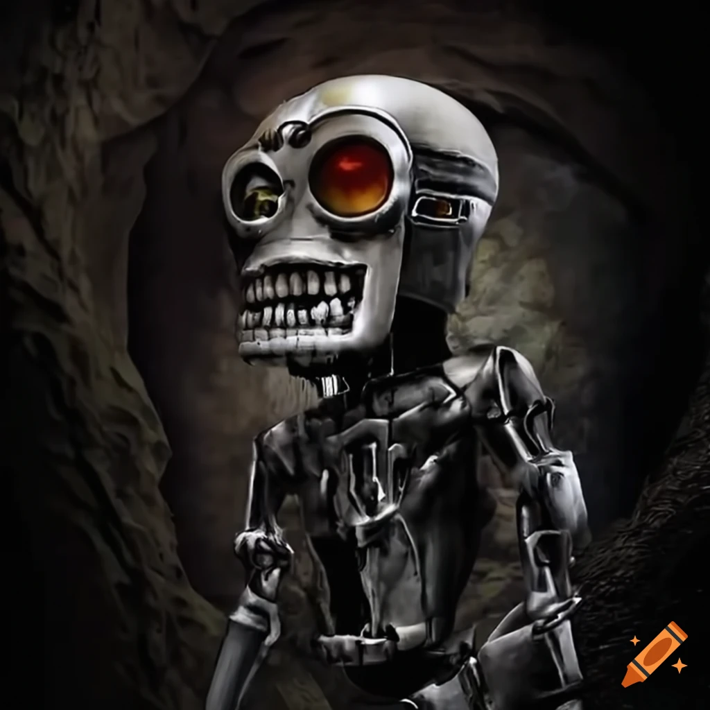 Minion terminator inside a cave on Craiyon