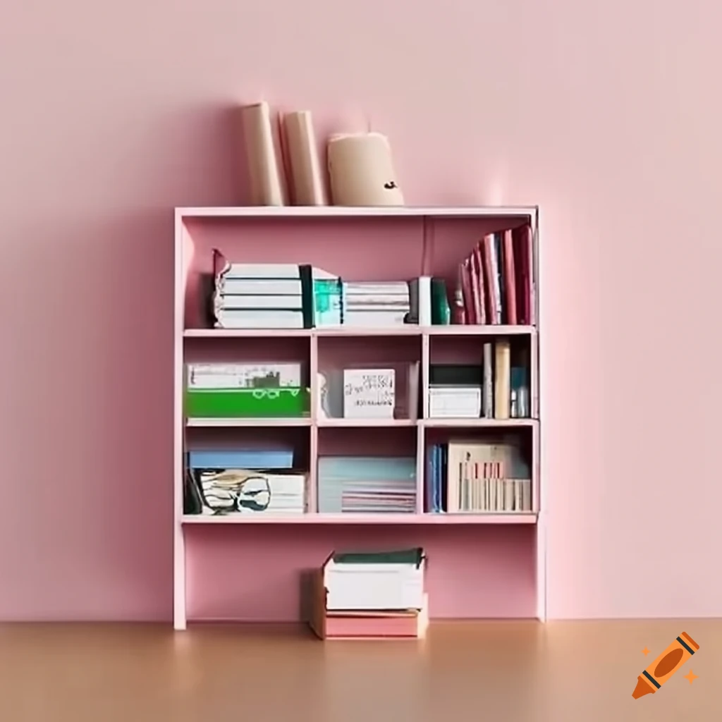 Clean and organized bookshelf on Craiyon