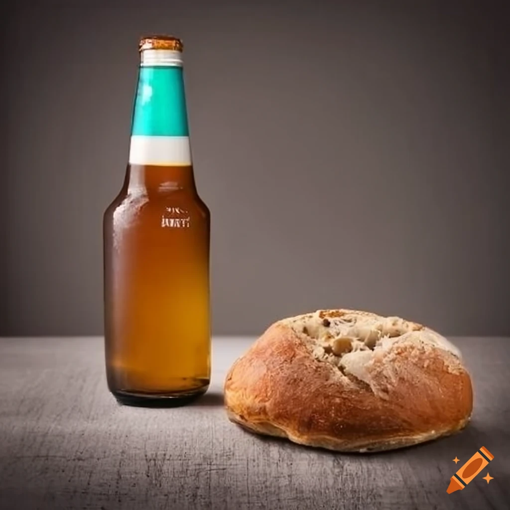 Beer bottle labeled la bonne pain'te on Craiyon