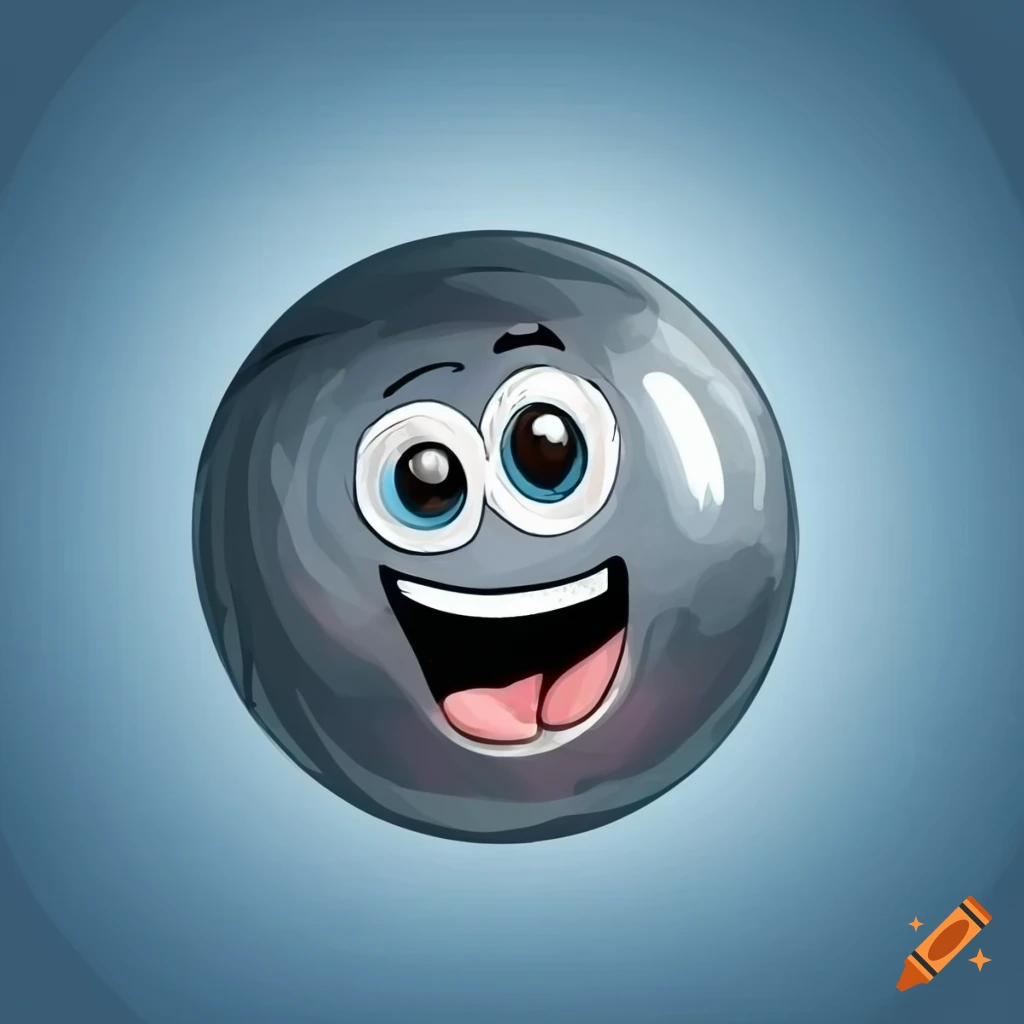 Cartoon metallic ball cheering while soaring through the sky on Craiyon