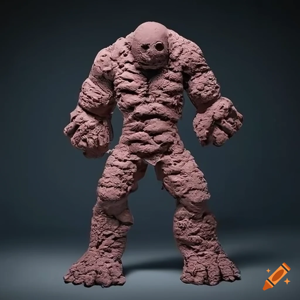 Clay golem with malleable, fluid, elastic features on Craiyon