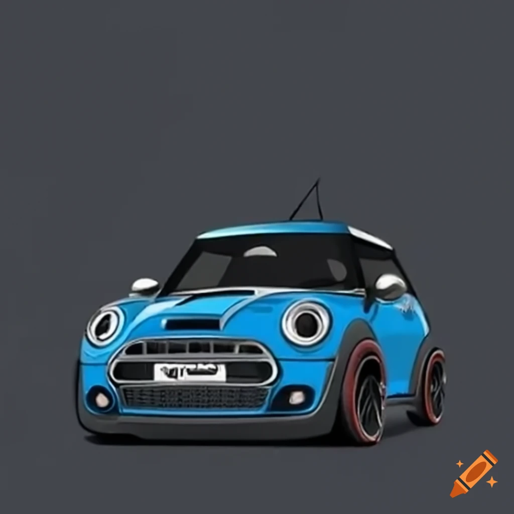 Blue mini cooper car driven by a dog on Craiyon