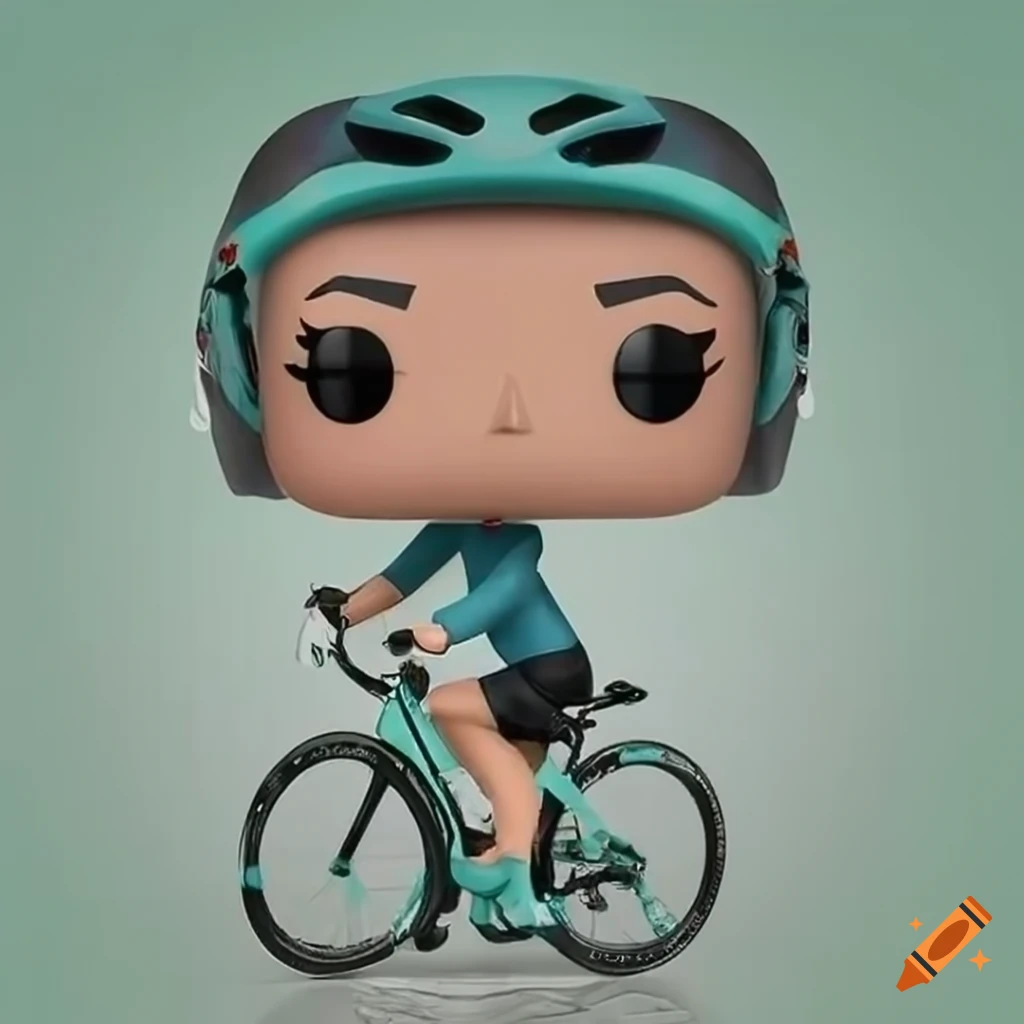 Funko pop figure of young woman in cycling gear with bianchi infinito ...