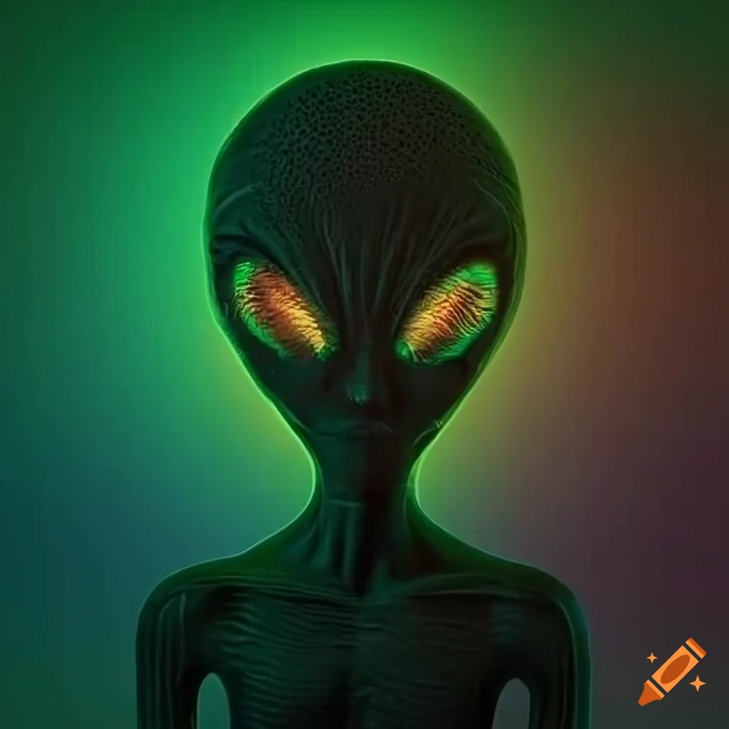 Humanoid alien cannabis logo on Craiyon