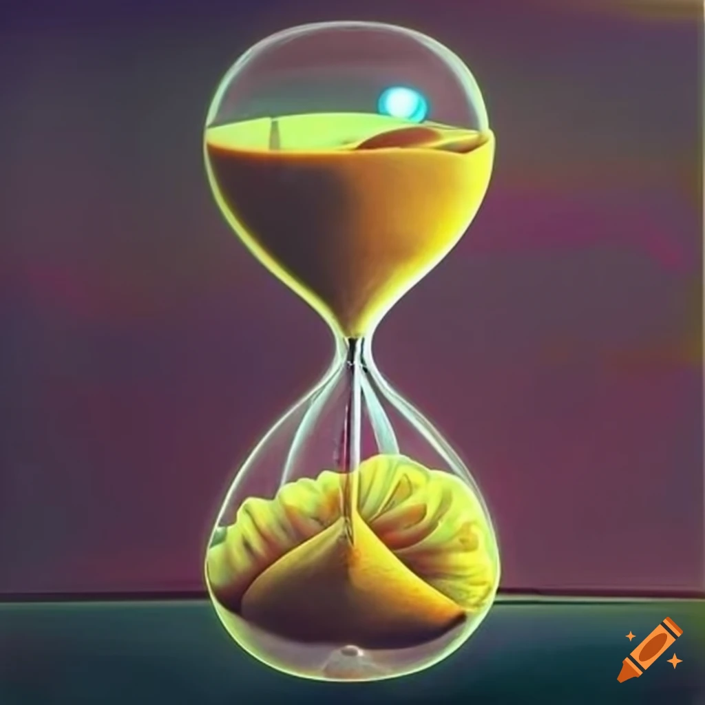 Surreal hourglass with psychedelic cannabis inspired by Salvador Dali ...