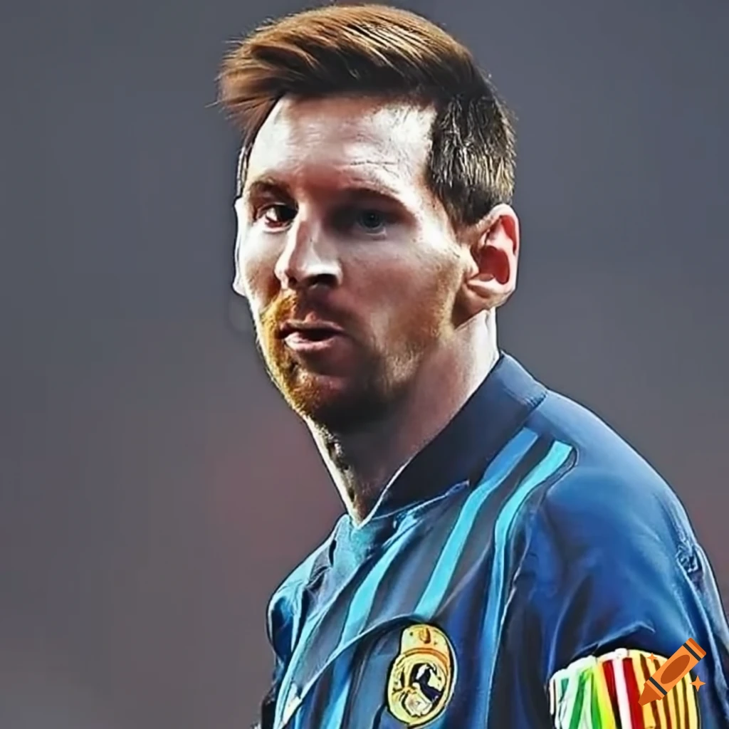 Lionel messi playing football in a professional match on Craiyon