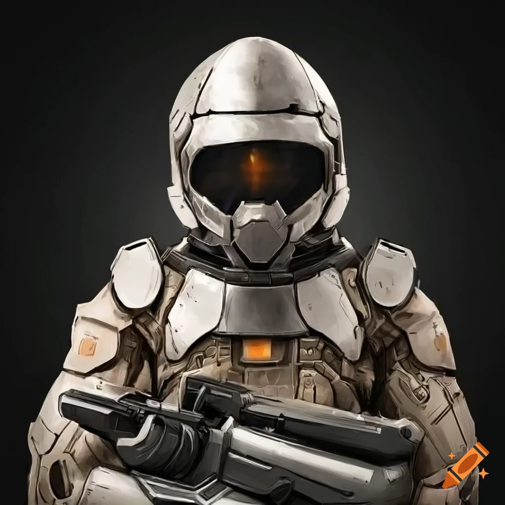 Detailed portrait of a space adventurer in sci-fi armor on Craiyon