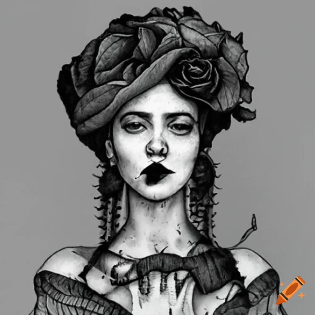 Victorian gothic art of a woman with a withered black rose crying blood ...