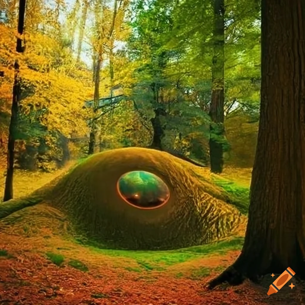 Enchanted earth mound in a golden spring forest on Craiyon