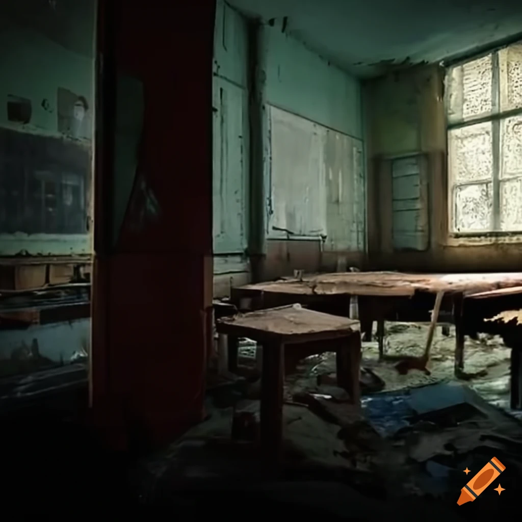 Abandoned elementary school in Abandon from Phantom Tollbooth on Craiyon