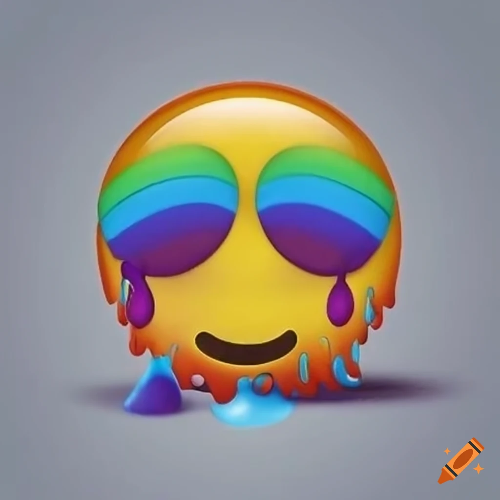 Melting smiley emoji in rainbow colors on Craiyon