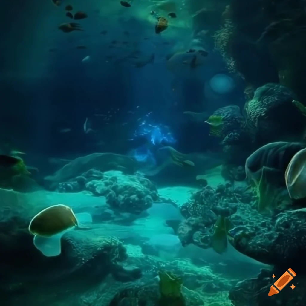 Enchanted underwater realm with vibrant fish and intricate coral in a ...