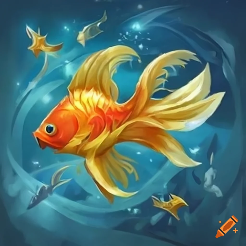 Fantasy art of a gold fish inspired by league of legends on Craiyon