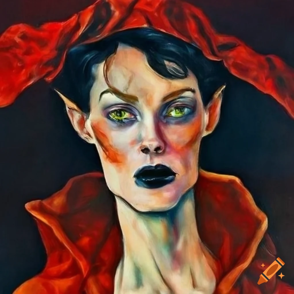 Female vampire portrait by egon schiele on Craiyon