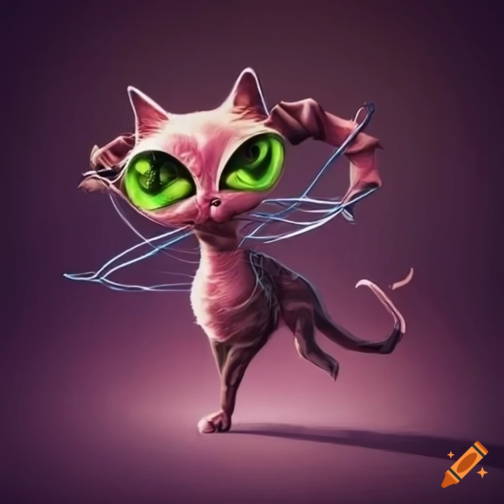 Alien cat with bow on Craiyon