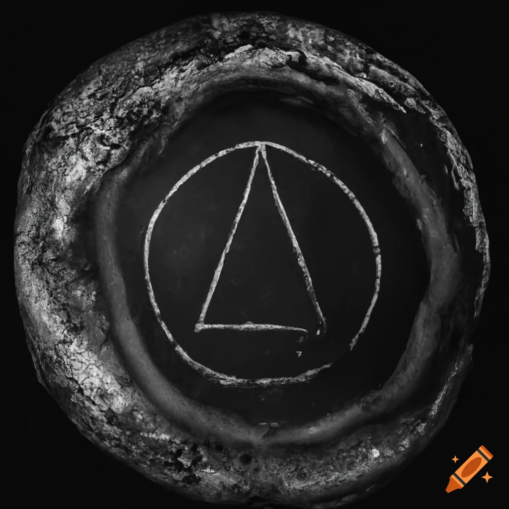 Occult stone with glyph on solid backdrop on Craiyon