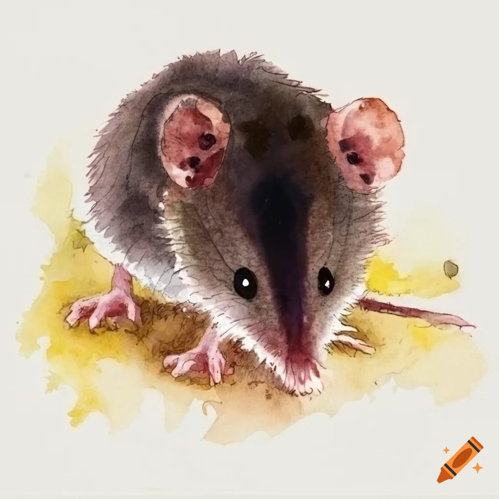 Masked shrew watercolor art with no background on Craiyon